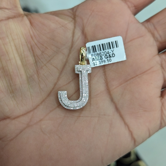 Unbrand | Accessories | Real Diamond Kt Gold Initial J Block Letter ...